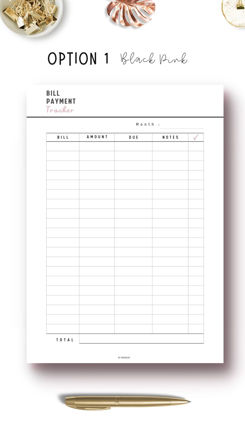 Bill Payment Tracker Printable, Spending Tracker Sheet, Bill Tracker ...