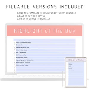Printable Highlight of the Day Template, Day Highlight Page, Memory ...