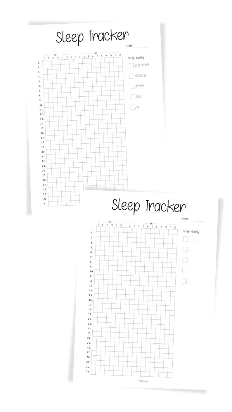 Sleep Tracker Printable, Sleep Quality Journal, Monthly Sleep Log ...