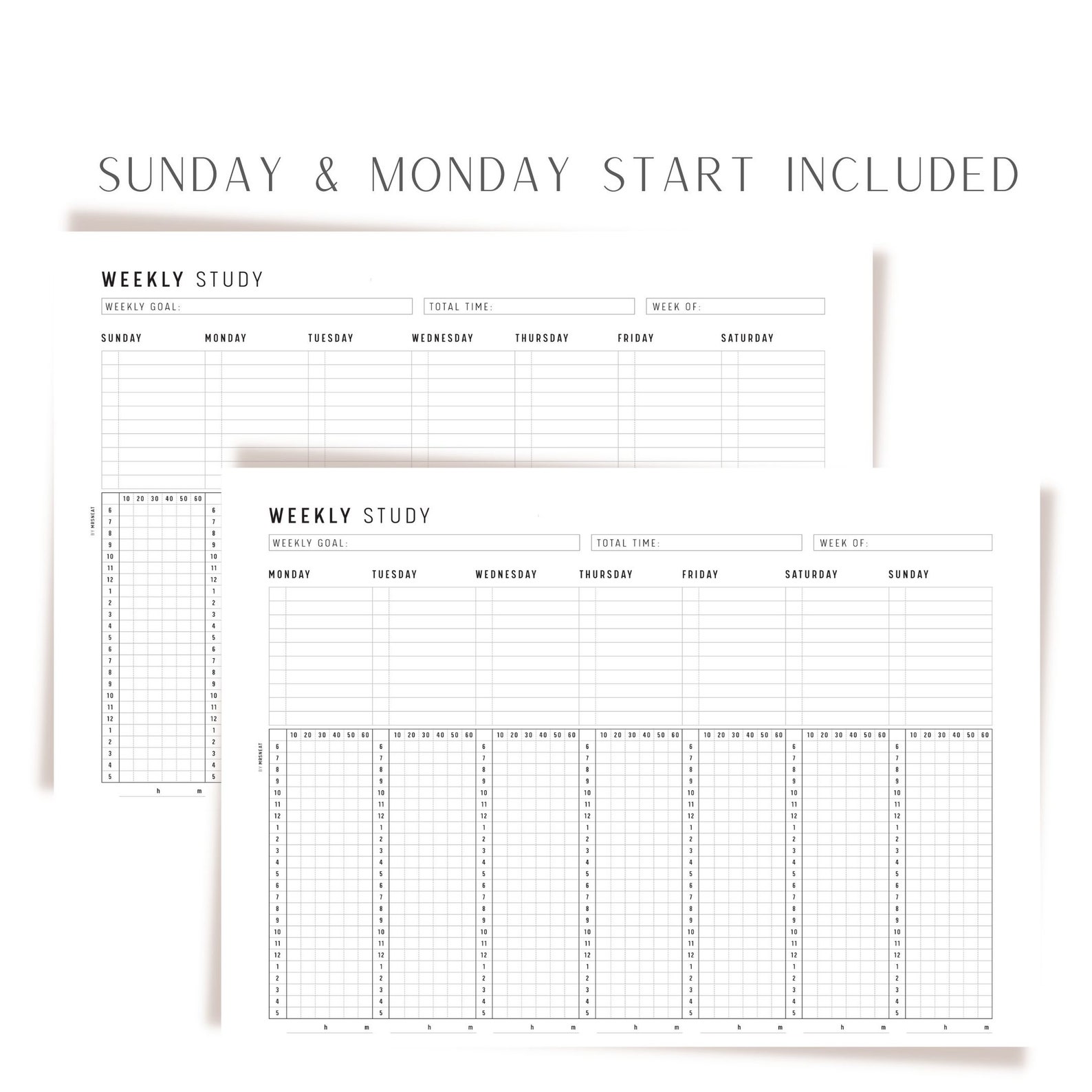 Weekly Study Planner Template Study Tracker Printable Weekly - Etsy