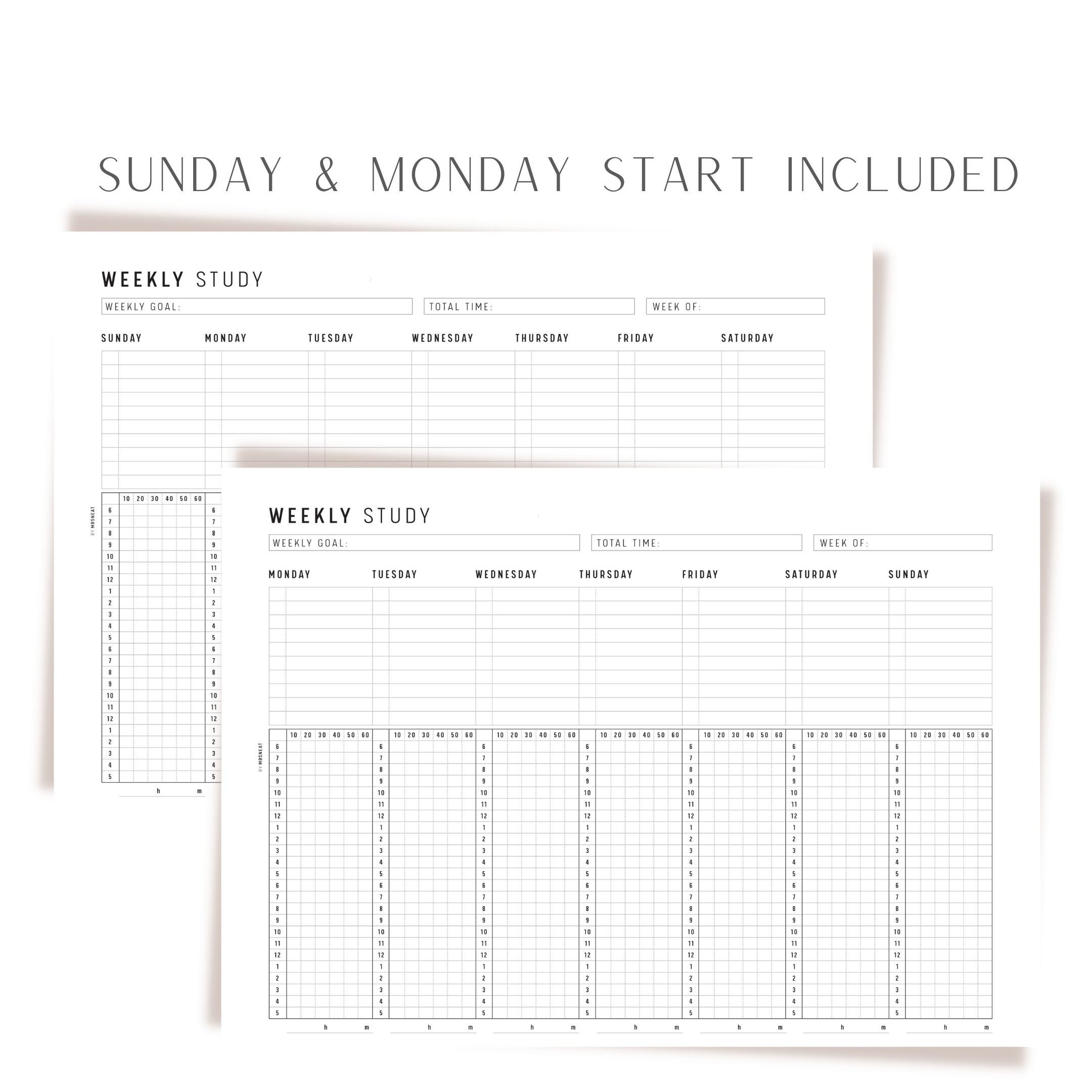 Weekly Study Planner Template, Study Tracker Printable, Weekly Schedule ...