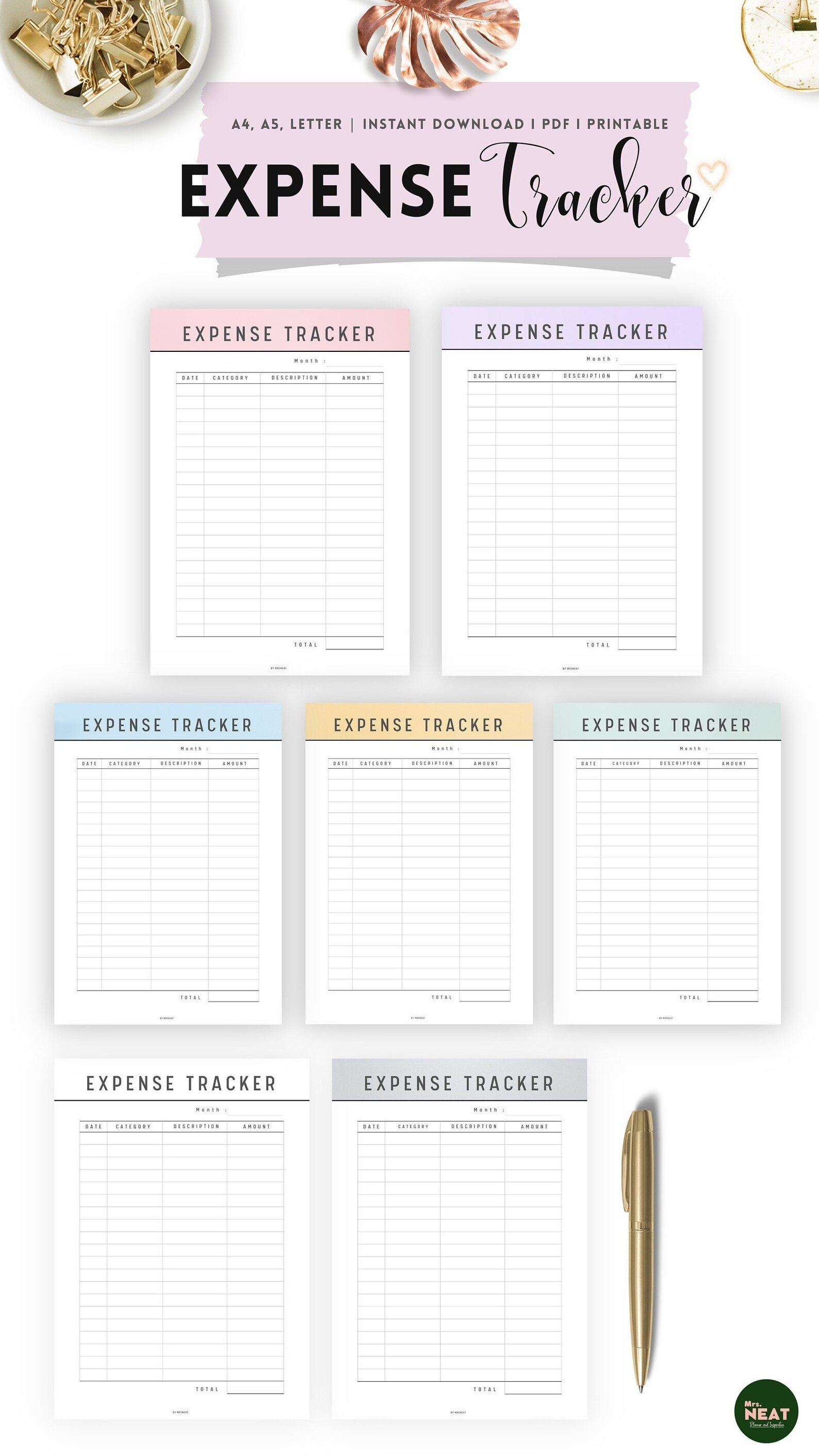 Fillable Expense Tracker Printable, Expense Planner, Money Management ...