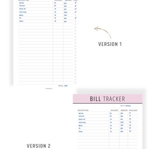 Bill Payment Tracker Printable, Spending Tracker Template, PDF, A4, A5 ...