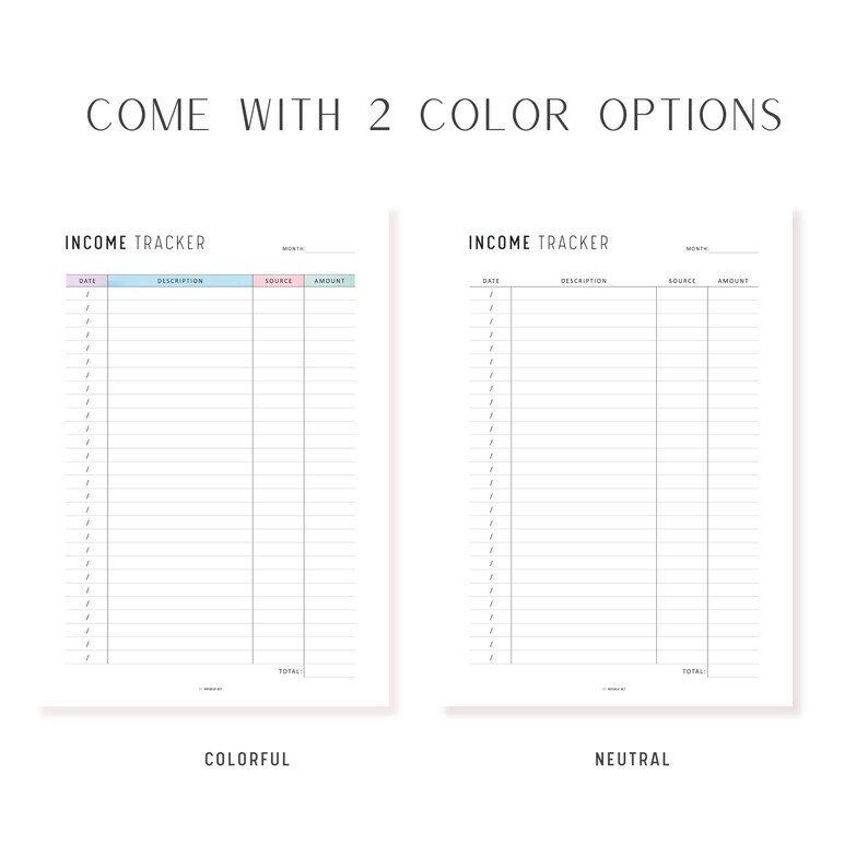 Fillable Income Tracker Printable, Side Hustle Income Tracker, Monthly ...