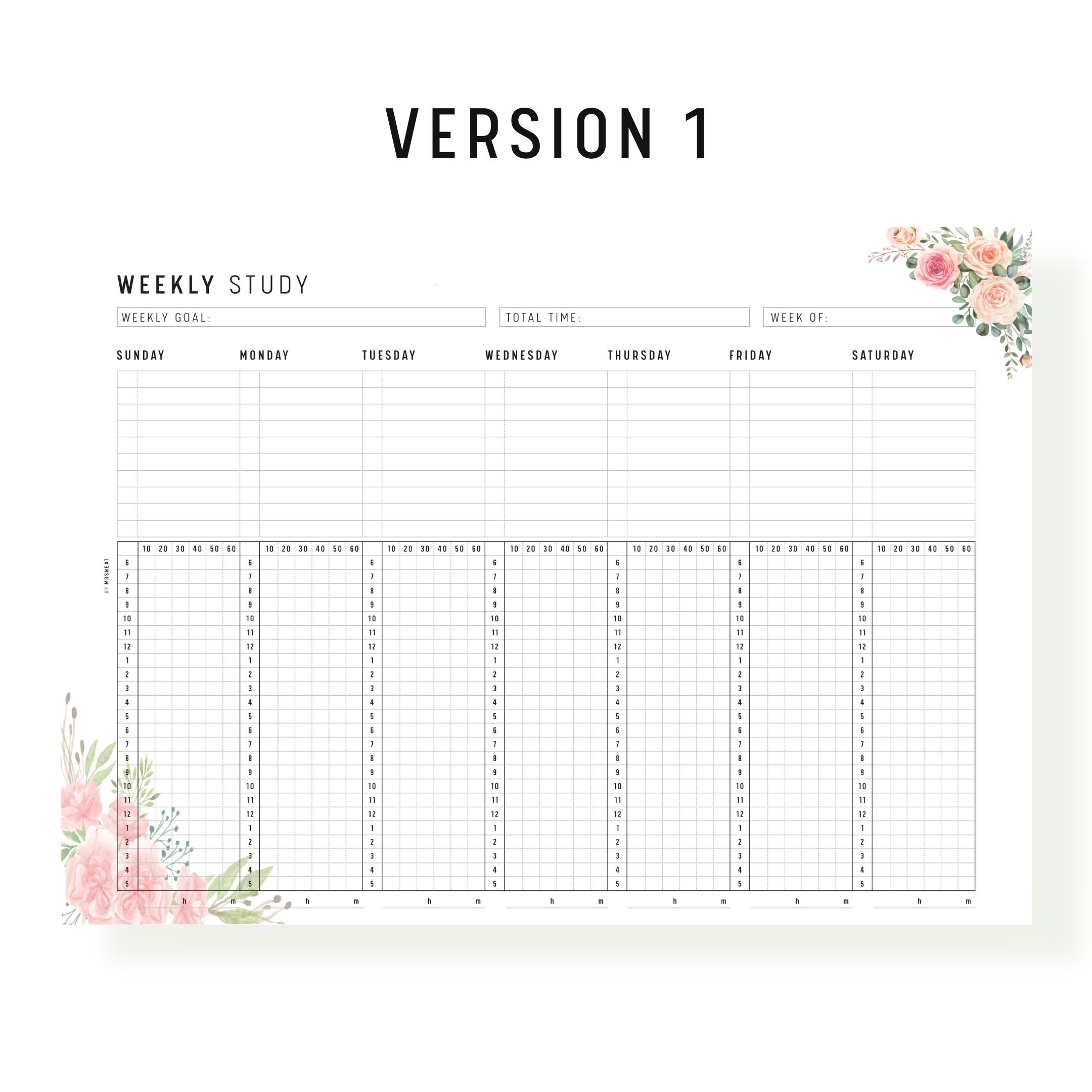 Weekly Study Planner Template Study Tracker Printable Floral - Etsy