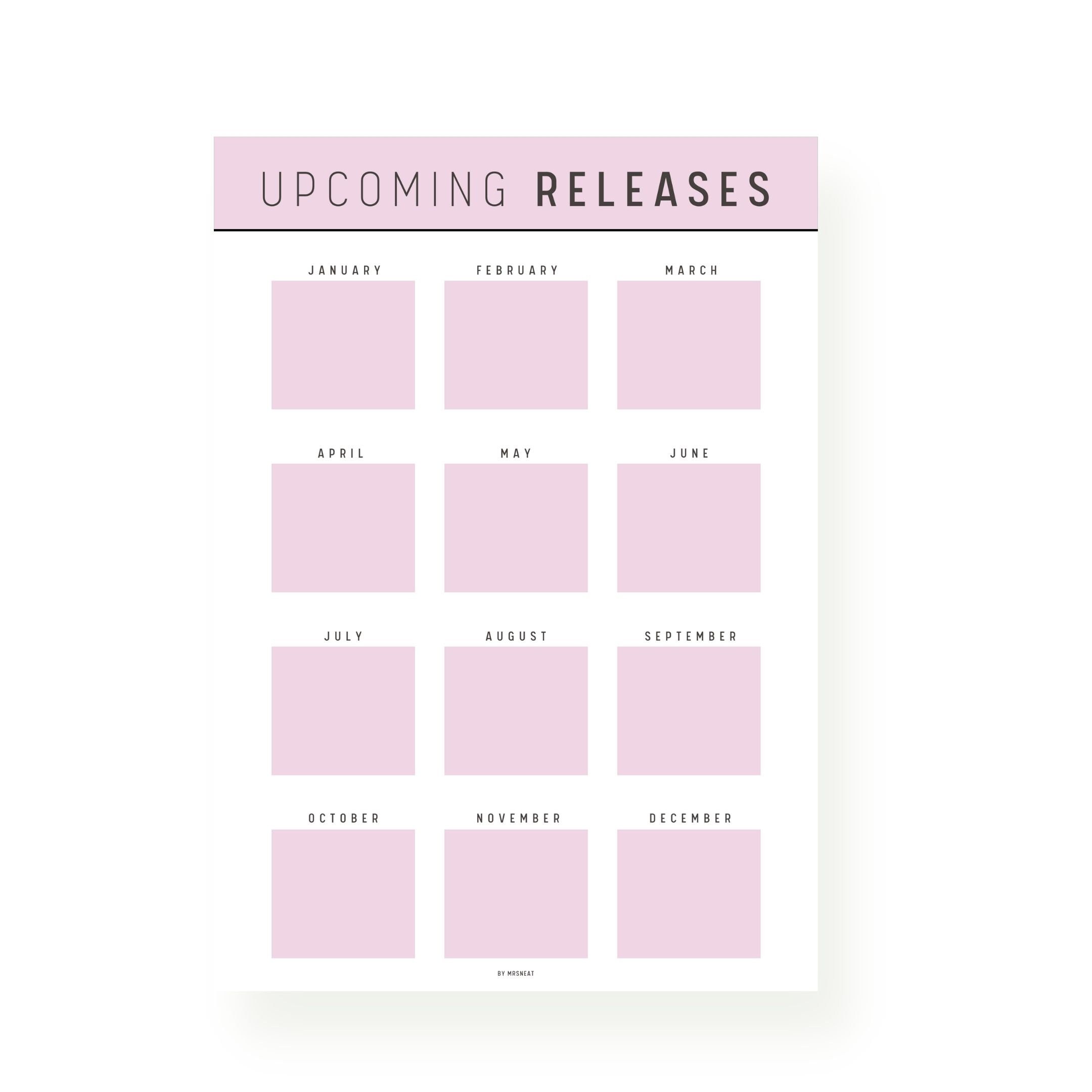 Upcoming Releases Books Template Printable, Upcoming Books List Page ...