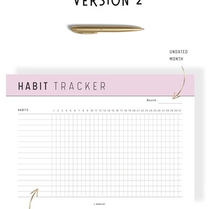 Monthly Habit Tracker PRINTABLE Landscape, Habit Tracker Template ...