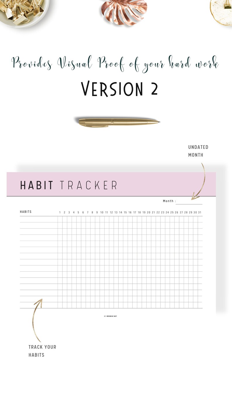 Monthly Habit Tracker PRINTABLE Landscape, Habit Tracker Template ...