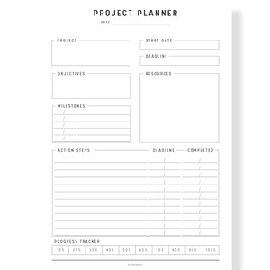 Project Planner Printable, Project Plan Template, PDF, A4, A5, Letter ...