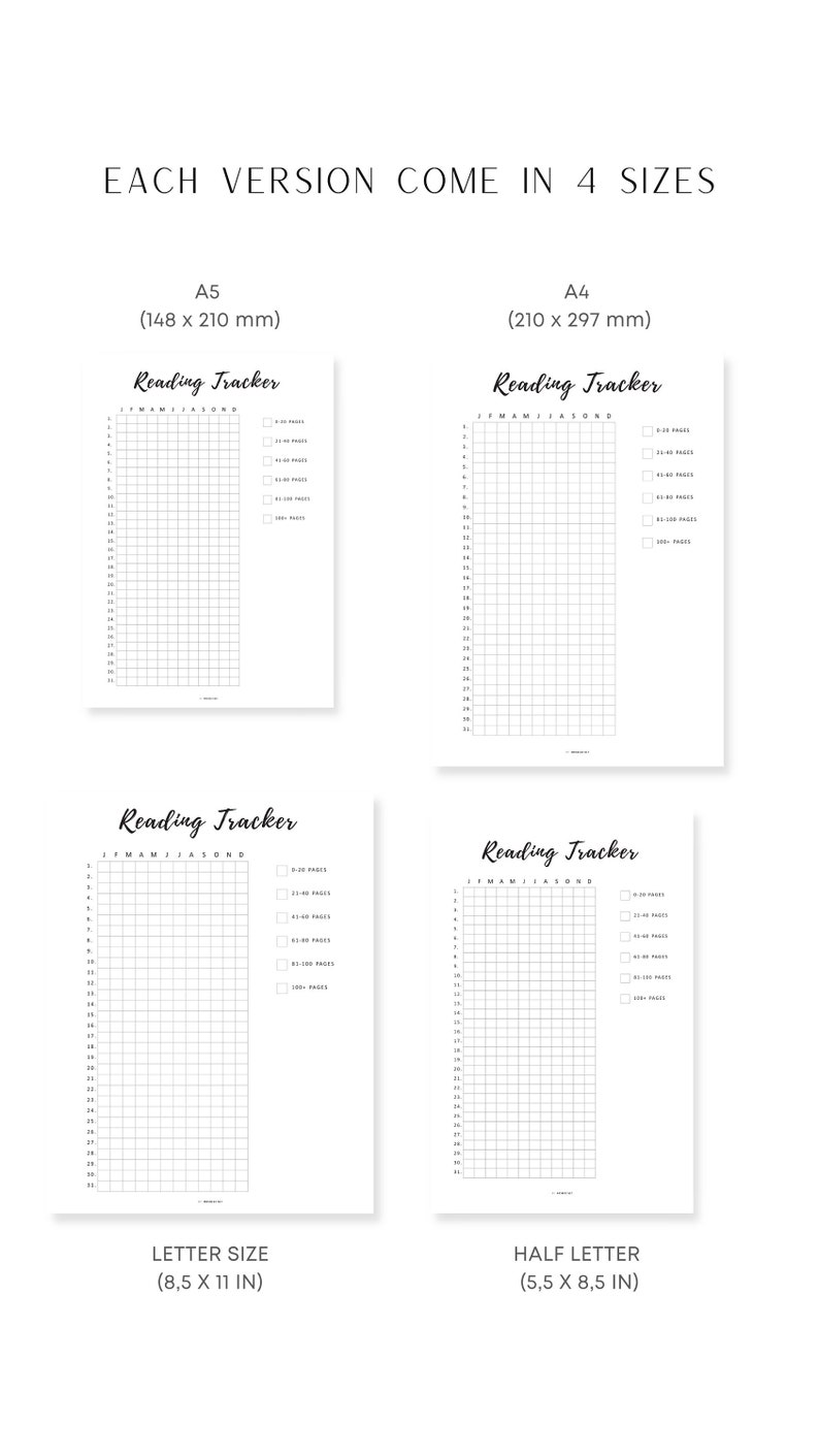 PRINTABLE Reading Tracker One Year Template, Reading Journal, Book ...