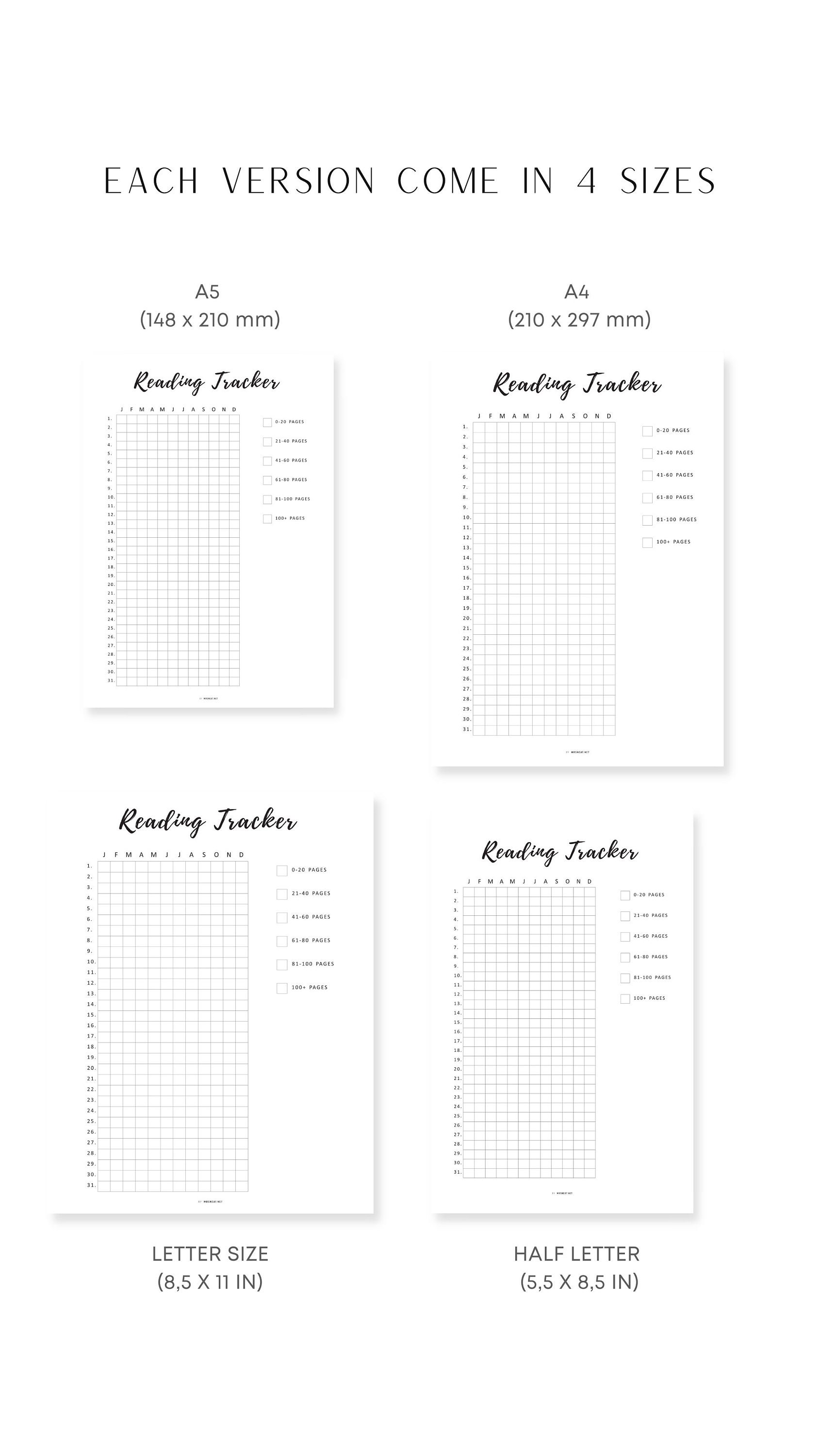 PRINTABLE Reading Tracker One Year Template, Reading Journal, Book ...