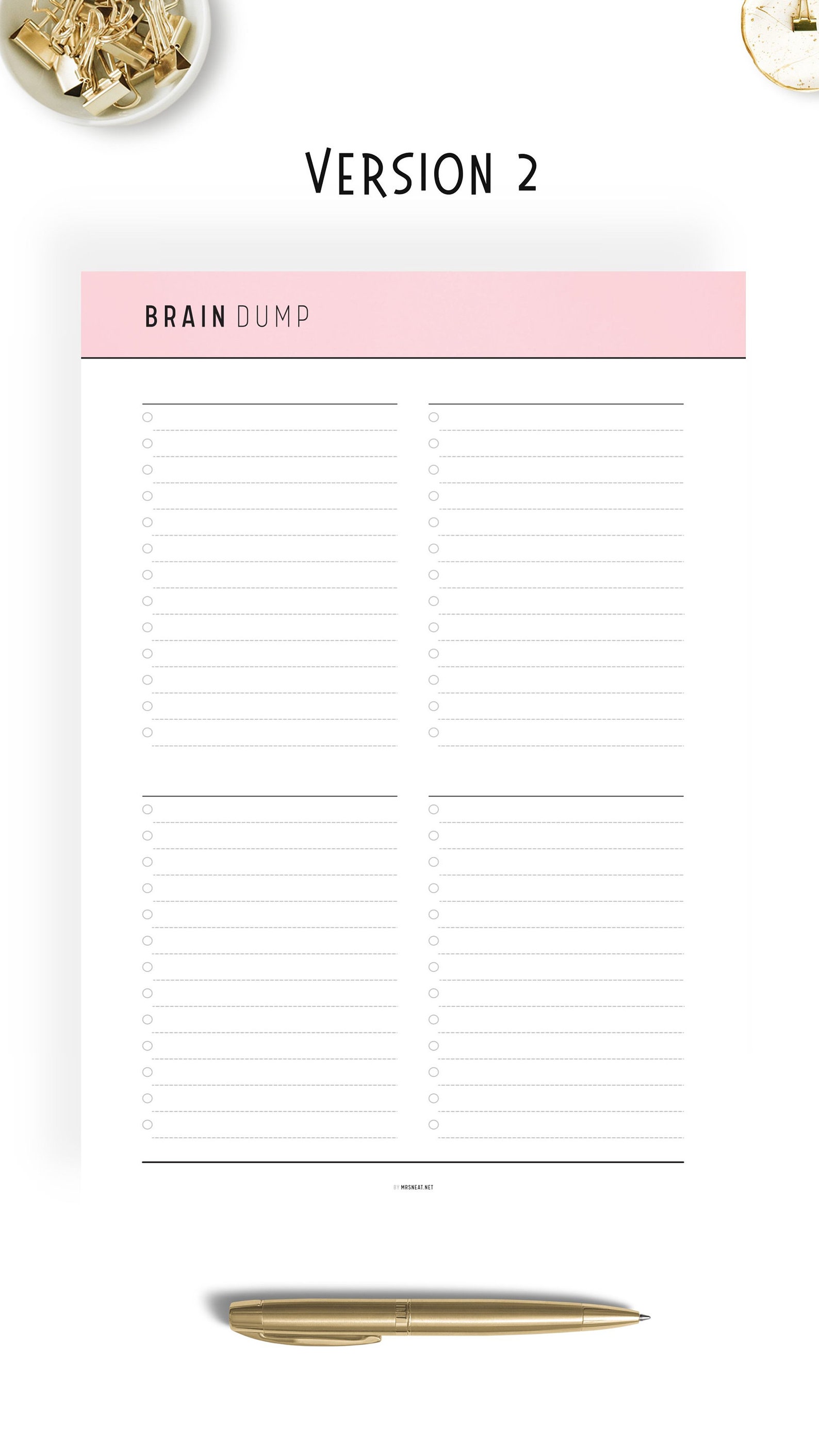 Fillable Brain Dump Template: Printable Planner (PDF) - Etsy