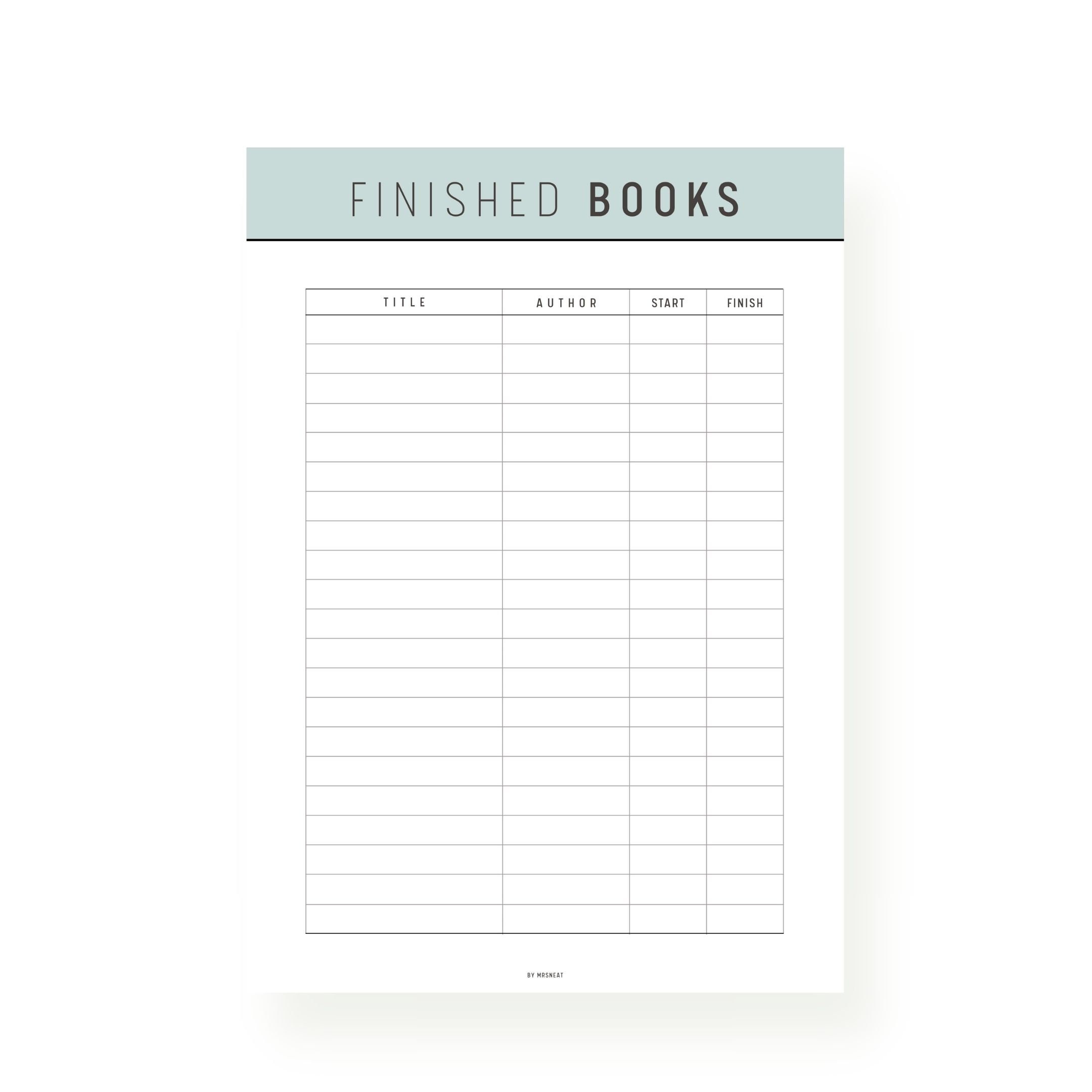 FILLABLE Book List PRINTABLE: Reading Tracker, 5 Colors, PDF (A4, A5 ...