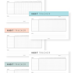 FILLABLE Monthly Habit Tracker PRINTABLE: 5 Colors, A4 & Letter Sizes ...