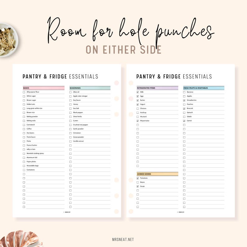 Pantry and Fridge Checklist PRINTABLE: A4 Inventory List (FILLABLE PDF ...