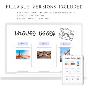 Fillable Travel Goals Planner Template, Travel Journal, Travel List ...