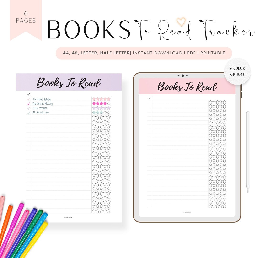 Fillable Books to Read List PRINTABLE, Reading Journal, Book Tracker ...