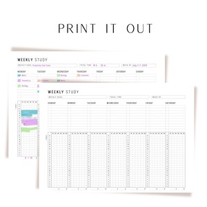 Weekly Study Planner Template, Study Tracker Printable, Weekly Schedule ...