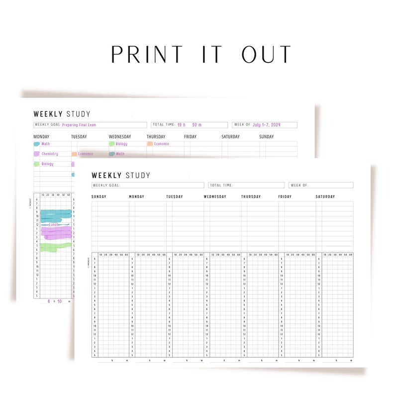 Weekly Study Planner Template, Study Tracker Printable, Weekly Schedule ...