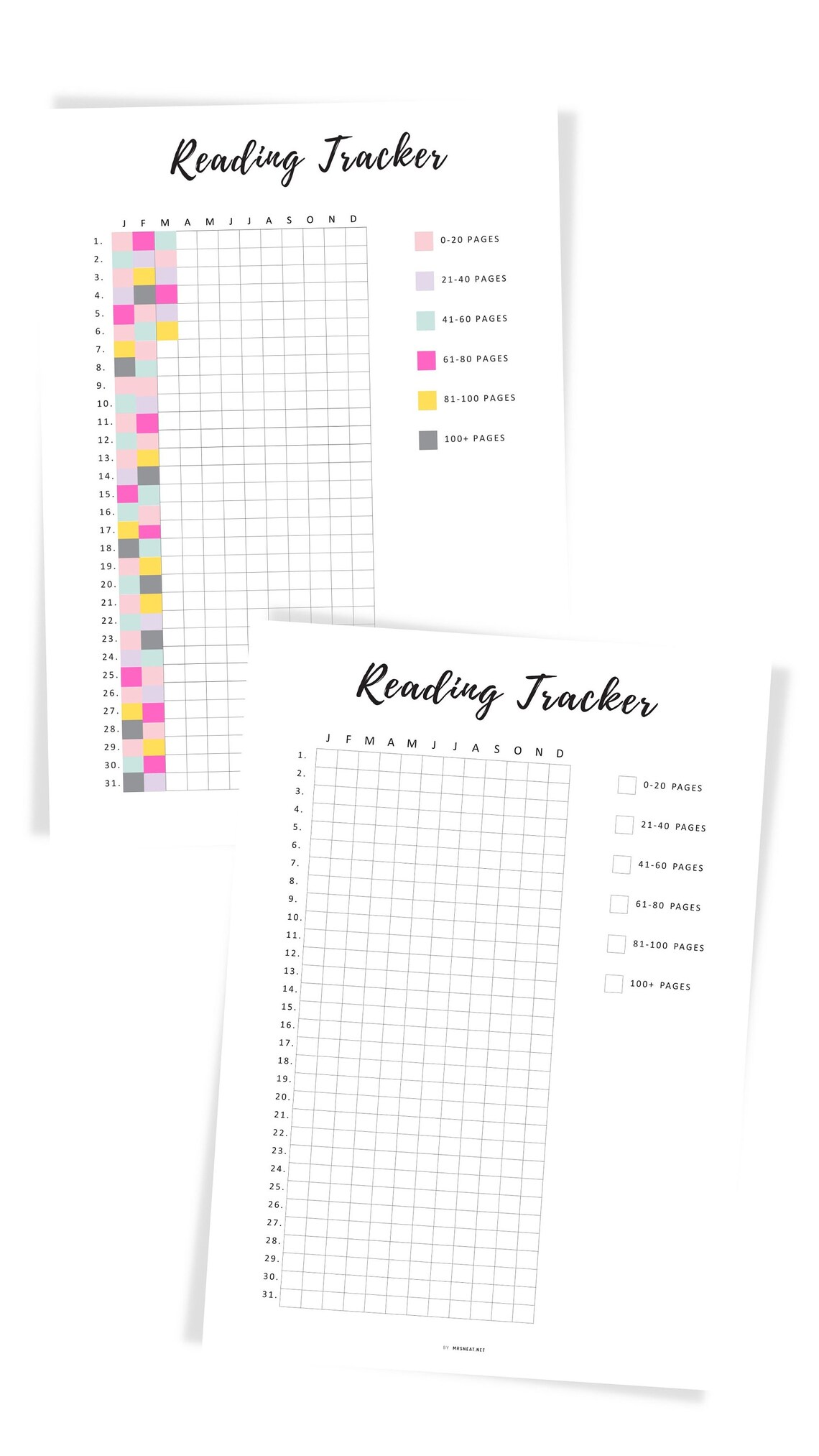 PRINTABLE Reading Tracker: One Year Template (PDF) - Etsy
