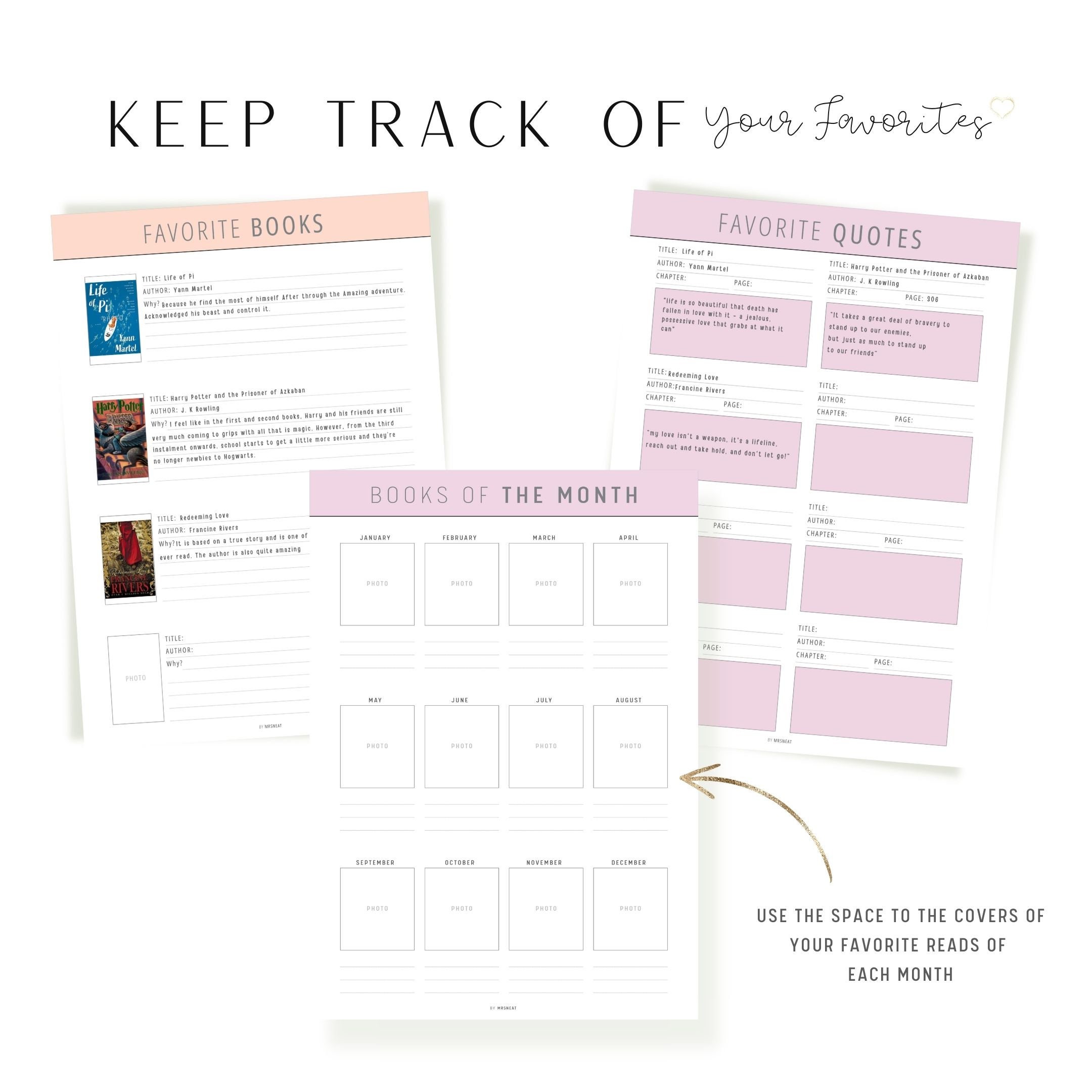 Ultimate Reading Journal Bundle, Printable Reading Tracker, Reading ...