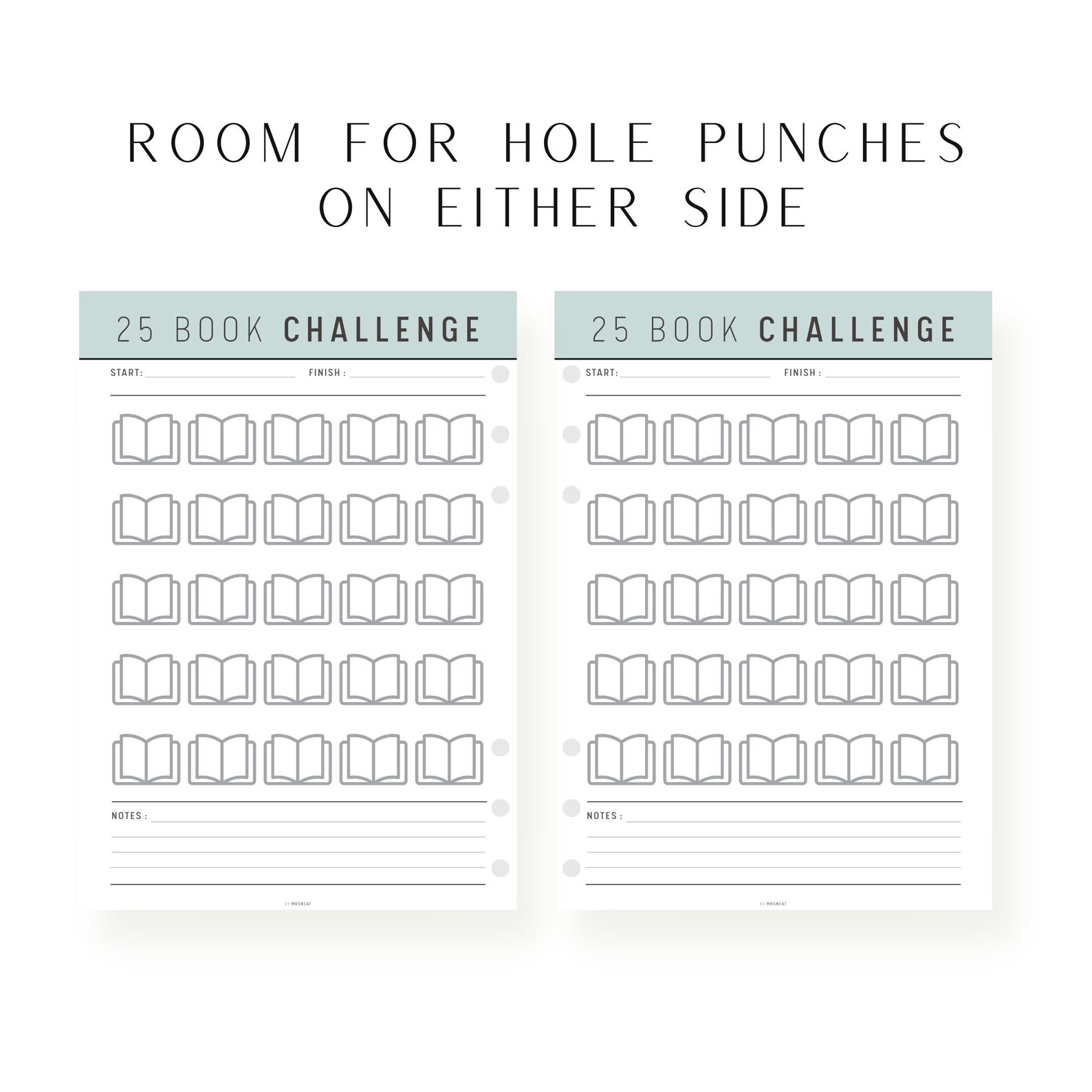 25 Book Challenge Printable, Reading Challenge Template, Pdf, A4, A5 ...