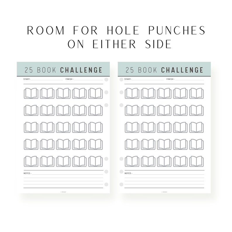 25 Book Challenge Printable, Reading Challenge Template, Pdf, A4, A5 ...