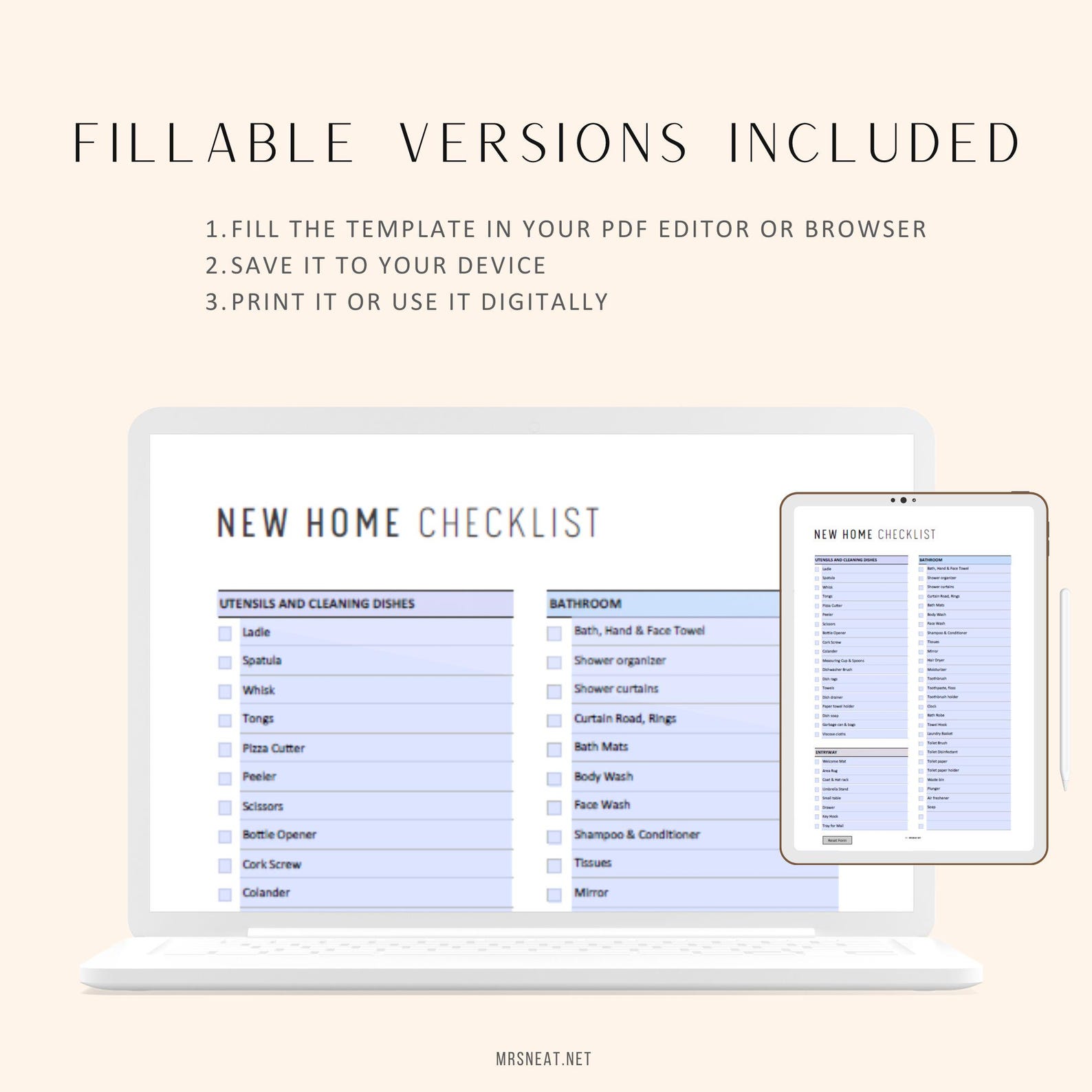 New Home Essentials Checklist Printable, First House Checklist, First ...