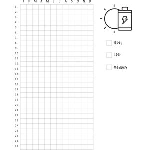 Yearly Energy Tracker Template Printable, Mood Tracker, Health Journal ...