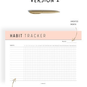 Monthly Habit Tracker PRINTABLE Landscape, Habit Tracker Template ...