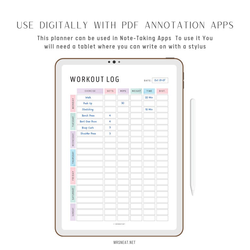 Editable Weekly Workout Log Printable, Daily Workout Planner, Exercise ...