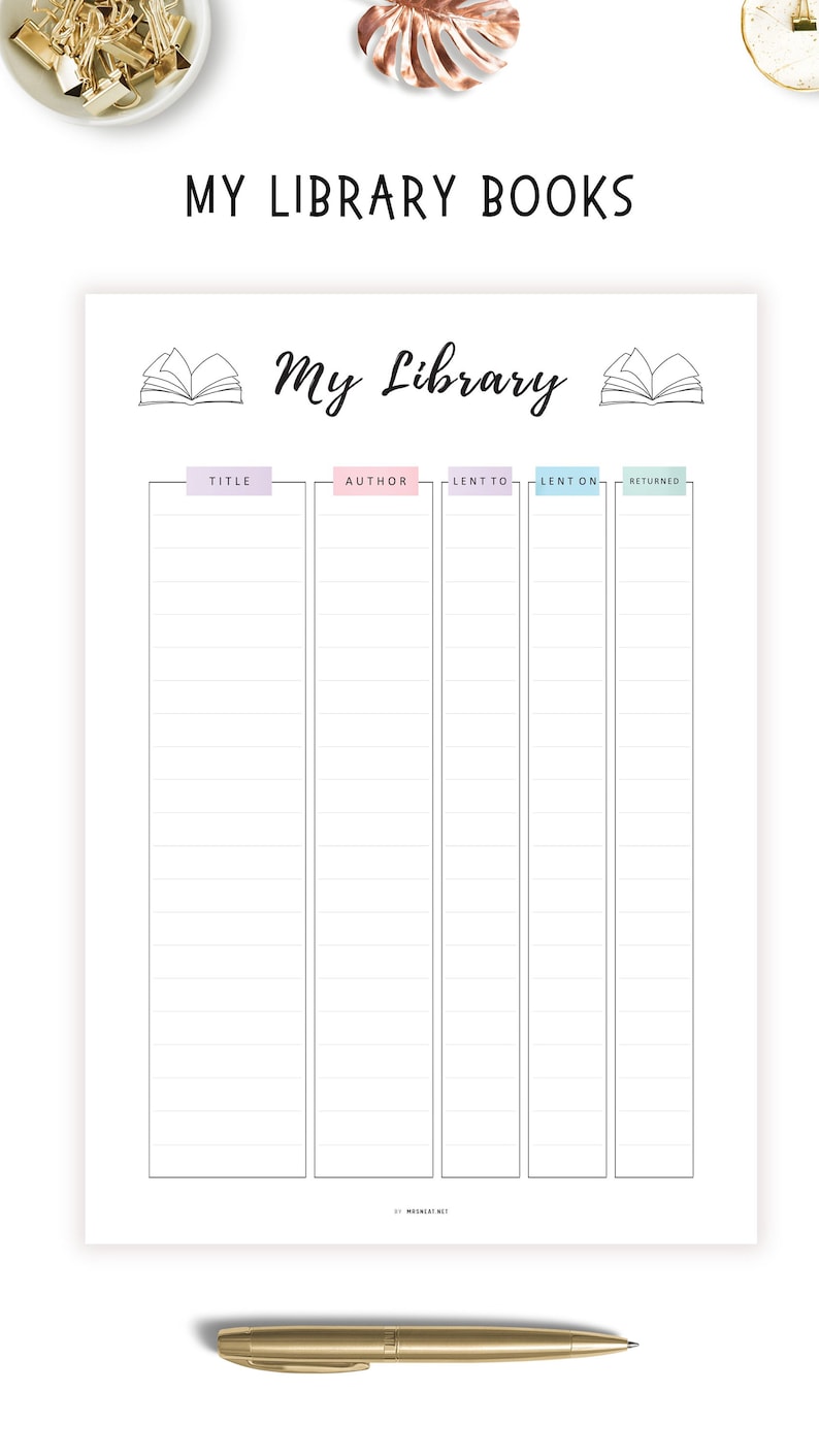 PRINTABLE Library Book Tracker: Borrowing Log, Reading Journal ...