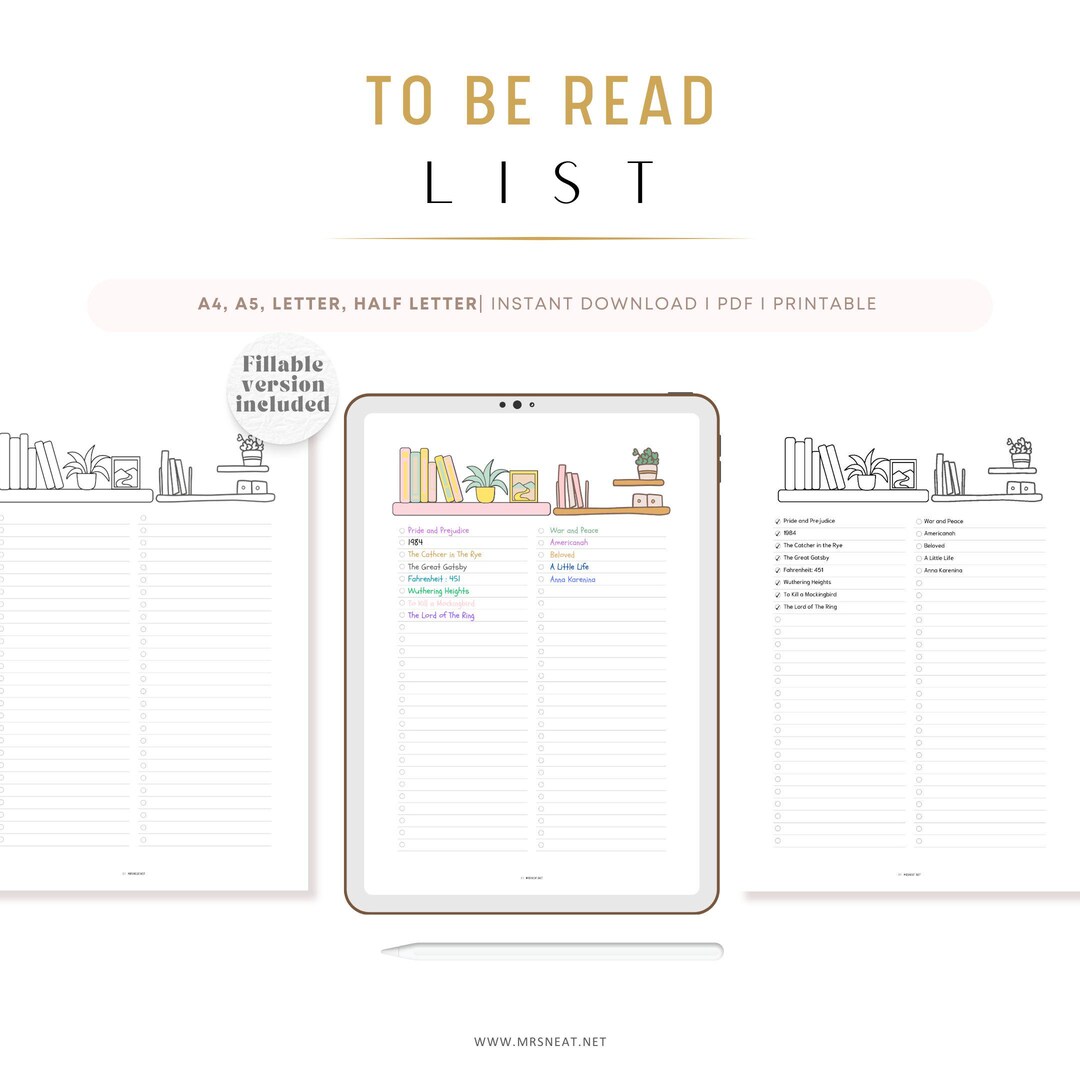 Fillable to Be Read List Printable, TBR List Journal, Book Journal Page ...