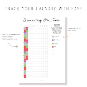 Laundry Tracker Printable, Laundry Log, Track Washing, Track Laundry ...