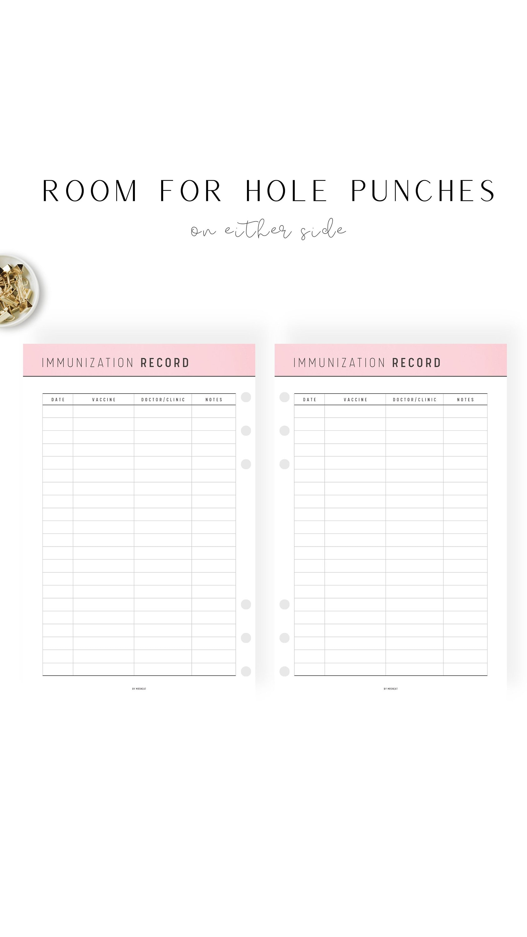 Printable Immunization Record, Vaccine Record Template, PDF, A4, A5 ...