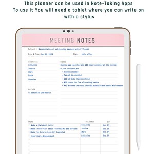 Printable Meeting Notes Template, Meeting Notes Page, PDF, A4, A5 ...