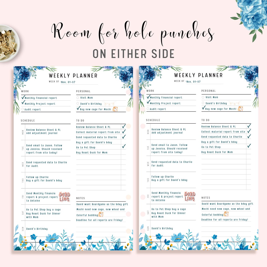 Weekly Planner Printable Weekly Schedule Template Blue - Etsy