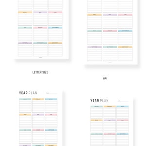 Printable Yearly Planner, Fillable Yearly Overview on One Page, Year at ...