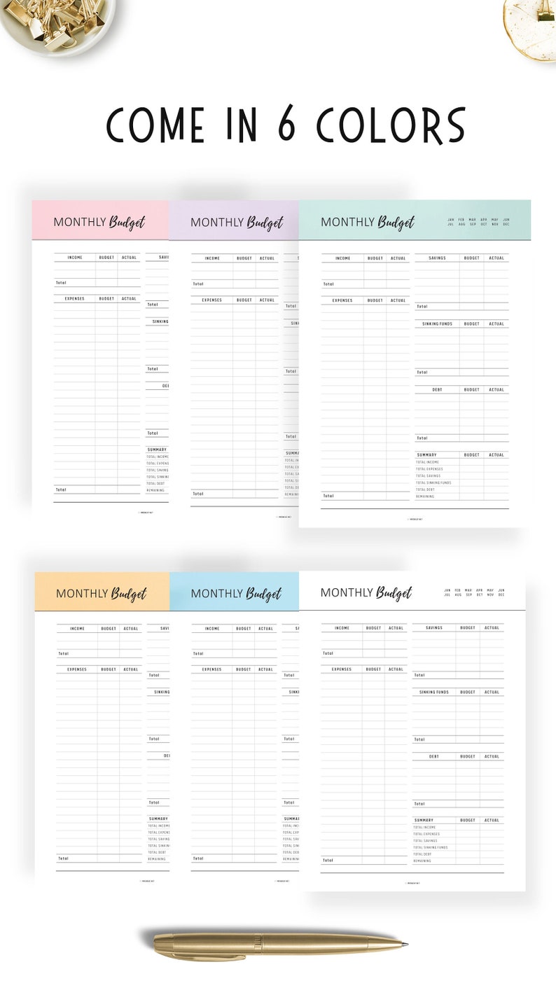 PRINTABLE Monthly Budget Template, FILLABLE Monthly Budget Planner ...