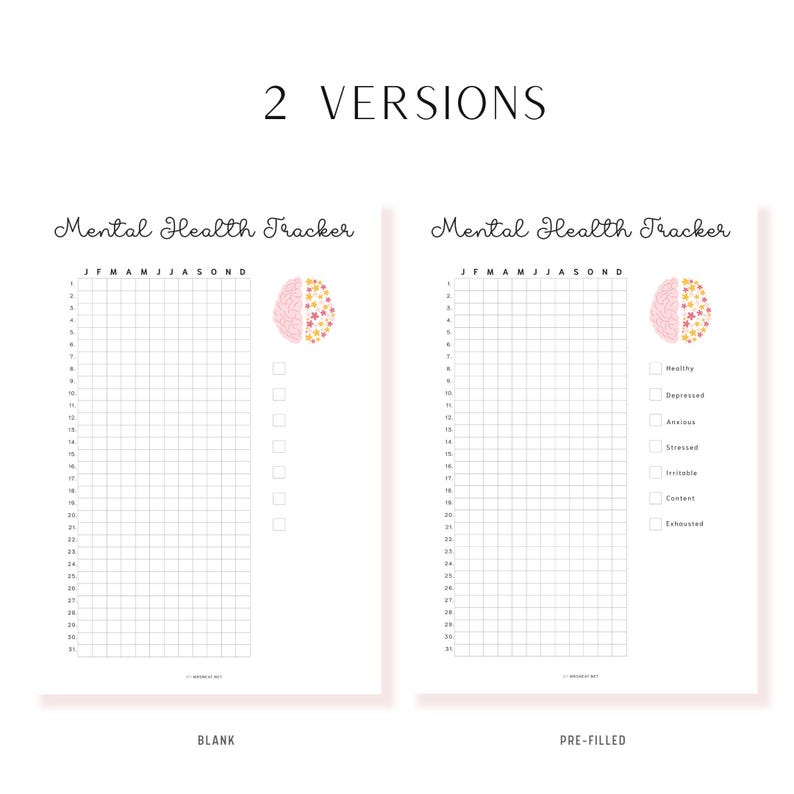 Mental Health Tracker Printable, Track Mental Health, Habit Tracker ...