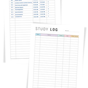 Study Log Printable, Monthly Study Tracker, Study Log Tracker, Fillable ...
