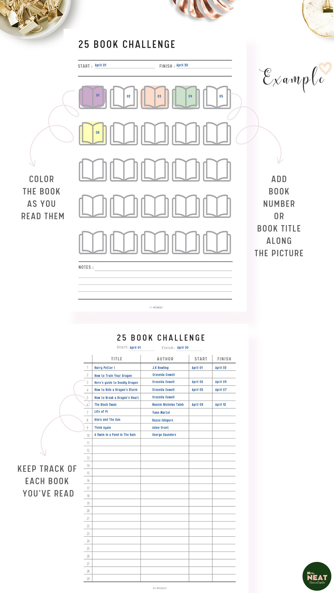 Book Challenge Printable, 100, 50, 30 Book Challenge, 25 Book Challenge ...