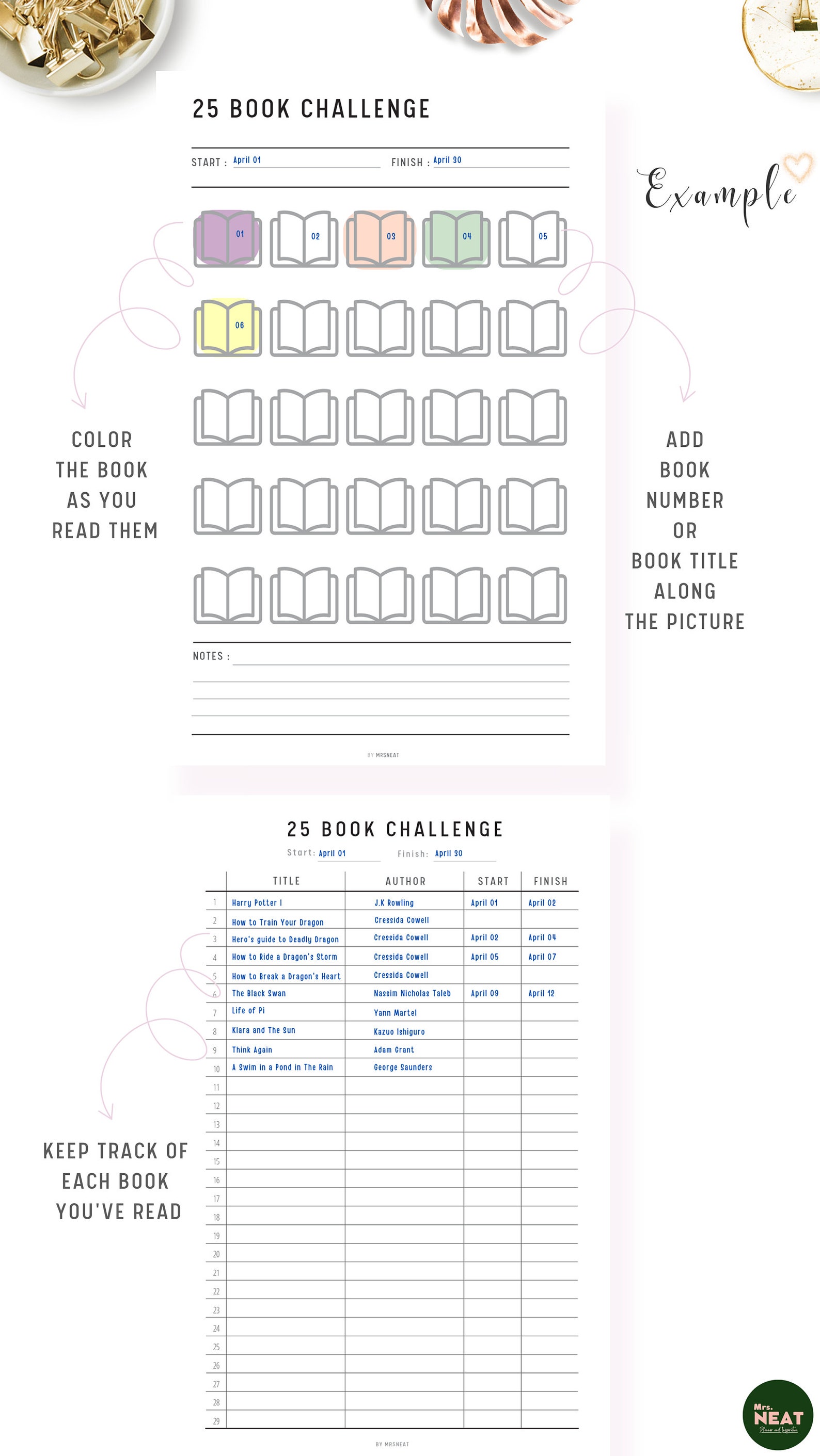 Book Challenge Printable, 100, 50, 30 Book Challenge, 25 Book Challenge ...