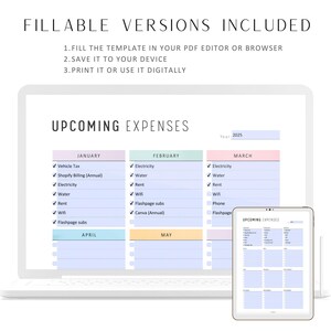 Upcoming Expenses PRINTABLE: FILLABLE Yearly Budget Tracker (PDF) - Etsy