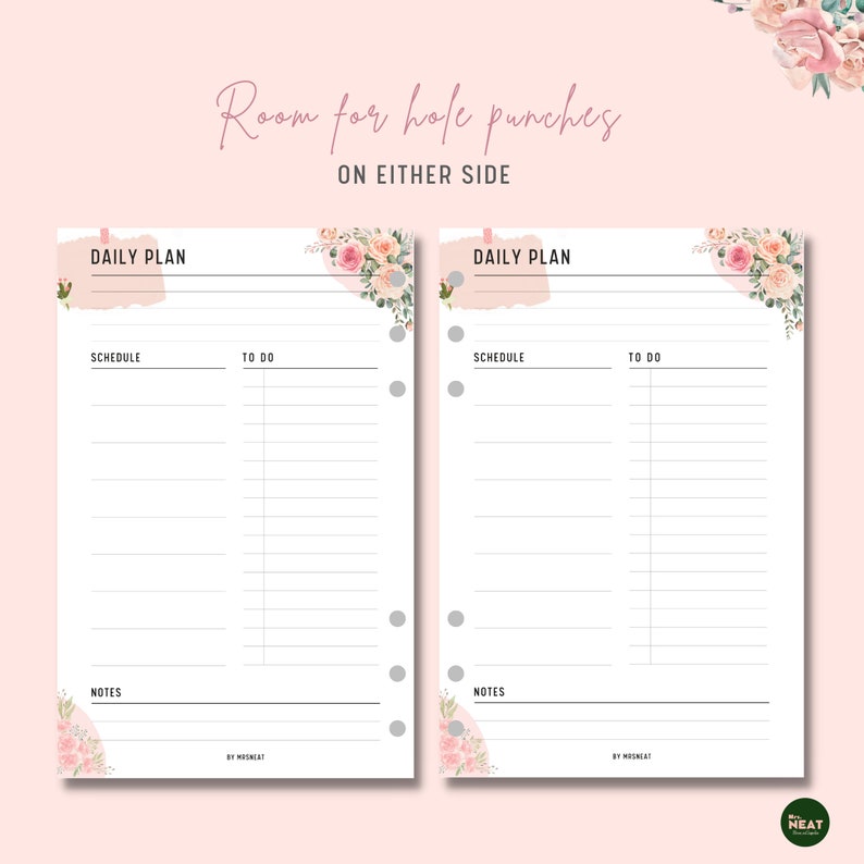Floral Daily Planner Printable Schedule Template to Do List - Etsy