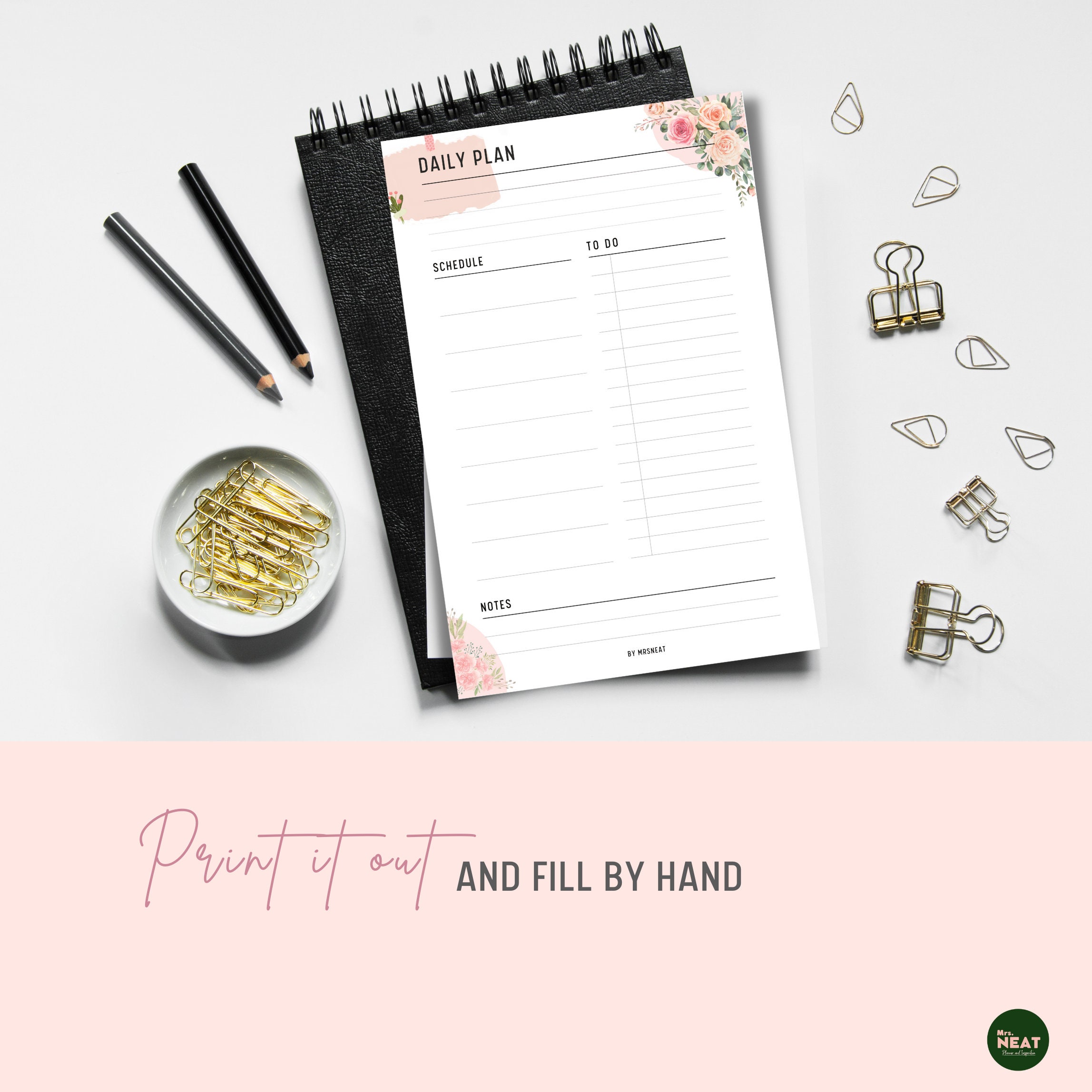Floral Daily Planner Printable Schedule Template to Do List - Etsy