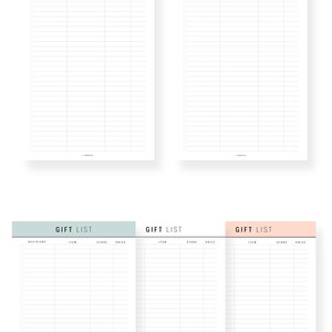 Gift List Template PRINTABLE, FILLABLE Gift List for Birthday, Gift ...