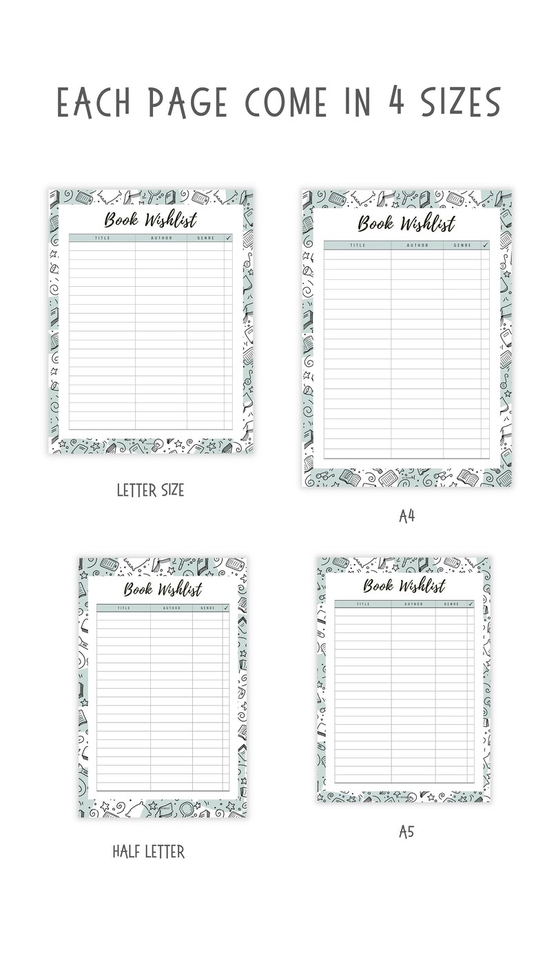 Reading Wish List Printable, Book Wishlist Template, Reading Log ...