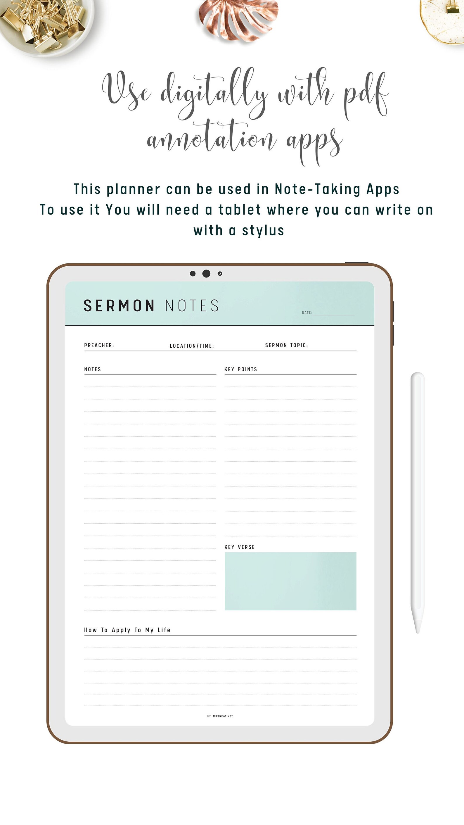 Fillable Sermon Notes Journal, Printable Personal Sermon Notes, Church ...