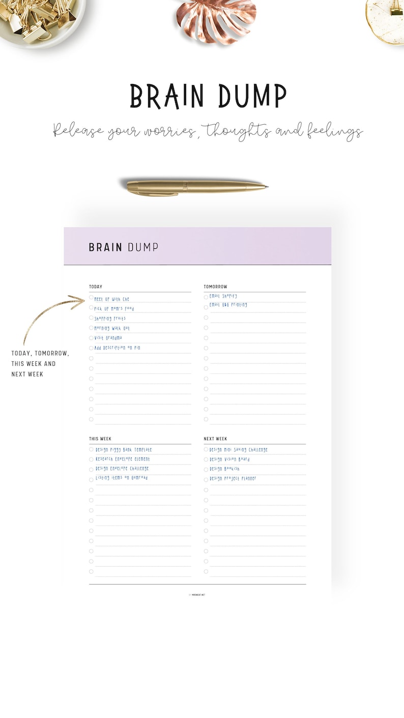 Fillable Brain Dump Template: Printable Planner (PDF) - Etsy